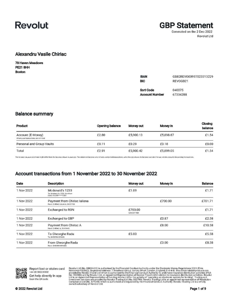 Revolut Statement | PDF