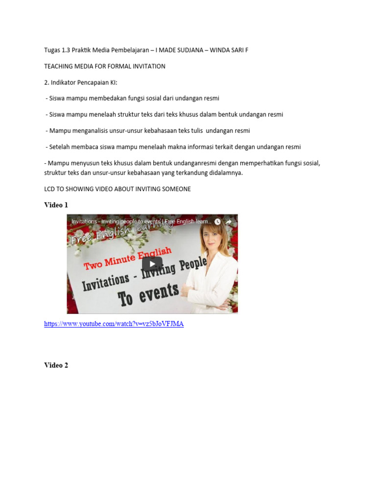 Tugas 2.3 Praktik Media Pembelajaran - I Made Sujana - Winda Sari F | PDF