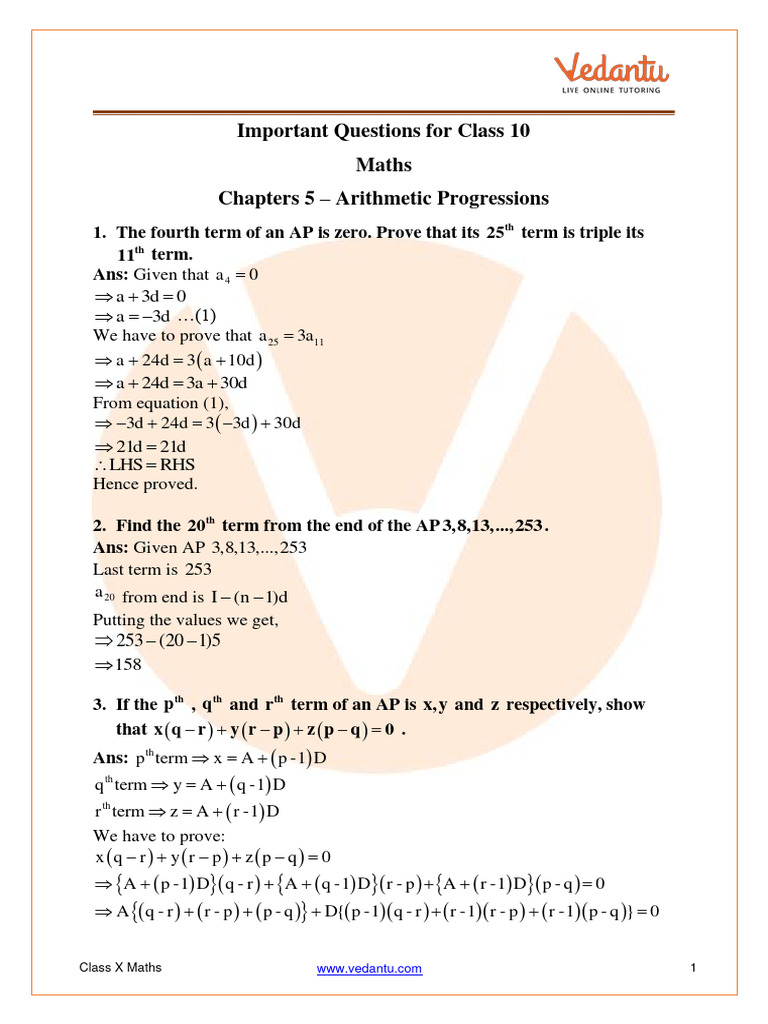 Class 10 Maths Important AP Questions | PDF | Area | Circle