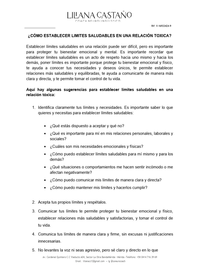 Establecer Limites Saludables en Una Relación Toxica | PDF | Conceptos ...
