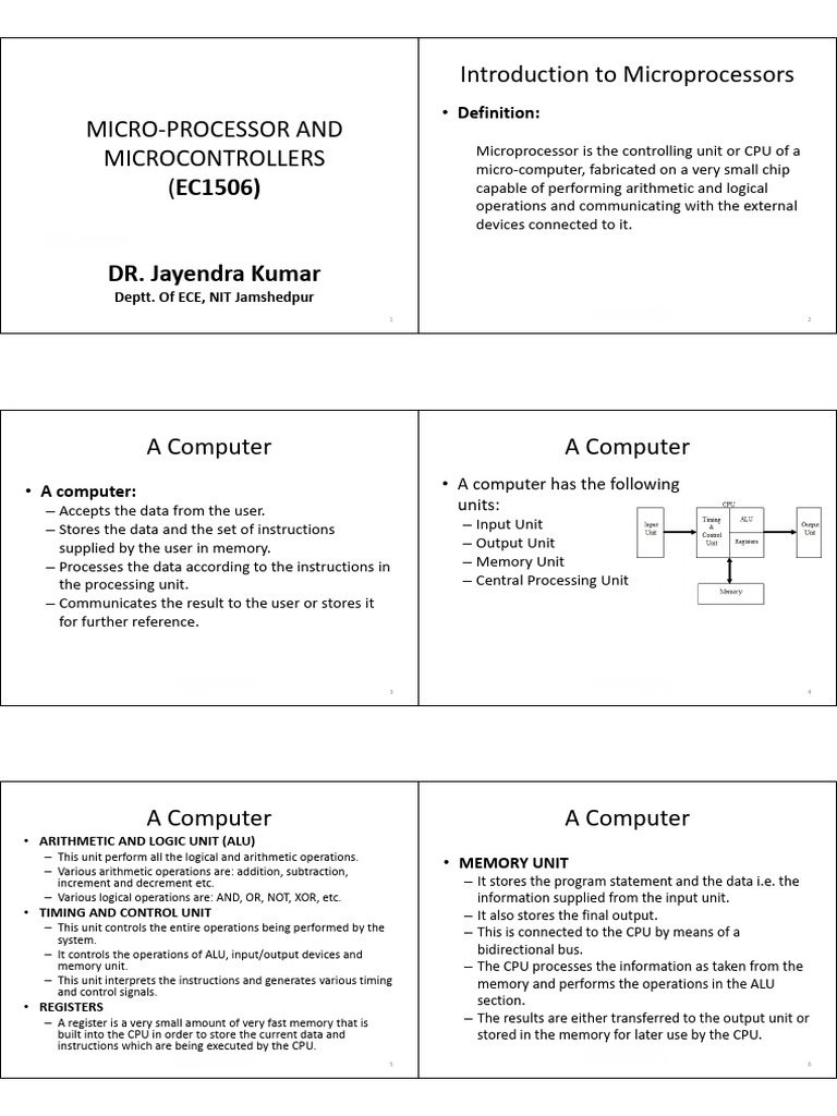Micro-Processor and Microcontrollers (CS1403) | PDF | Central Processing Unit | Integrated Circuit
