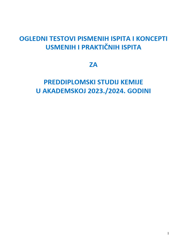 1 PDS Kemija Ogledni-Testovi | PDF
