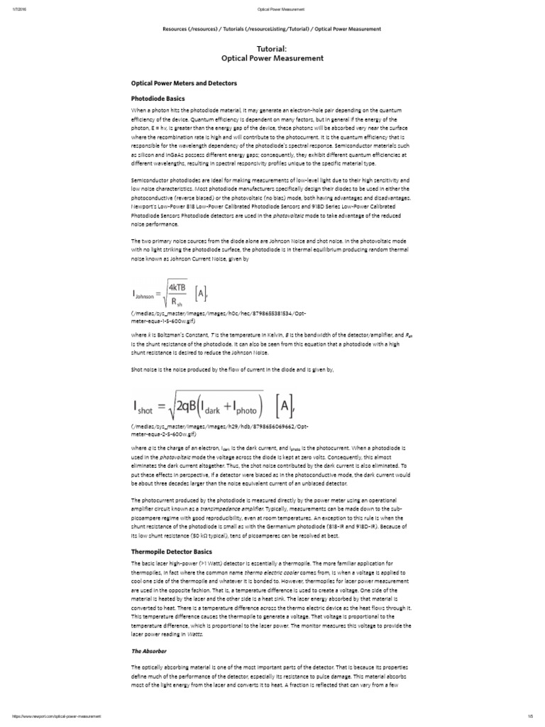 Optical Power Measurement | PDF