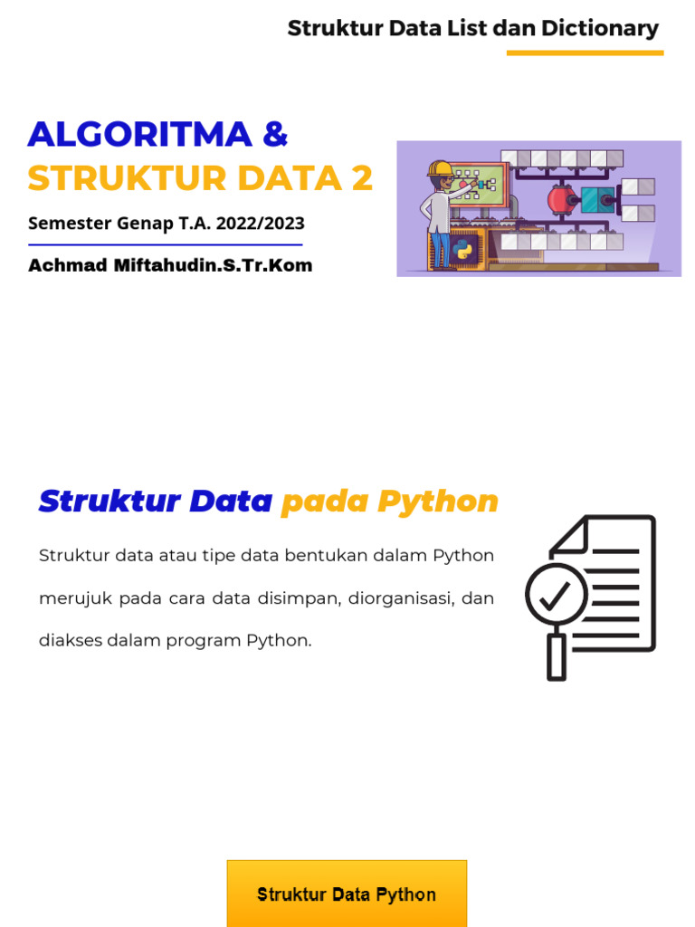 Materi Algoritma Dan Struktur Data 2 2c Struktur Data List Dan Dictionary Pdf