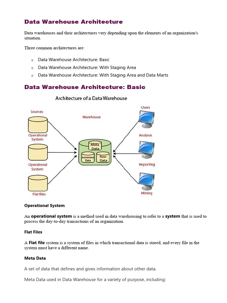 Data Warehouse Architecture | PDF | Data Warehouse | Metadata