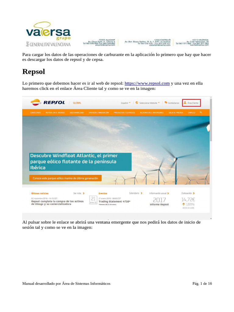 Repsol: Manual Desarrollado Por Área de Sistemas Informáticos Pág. 1 de ...