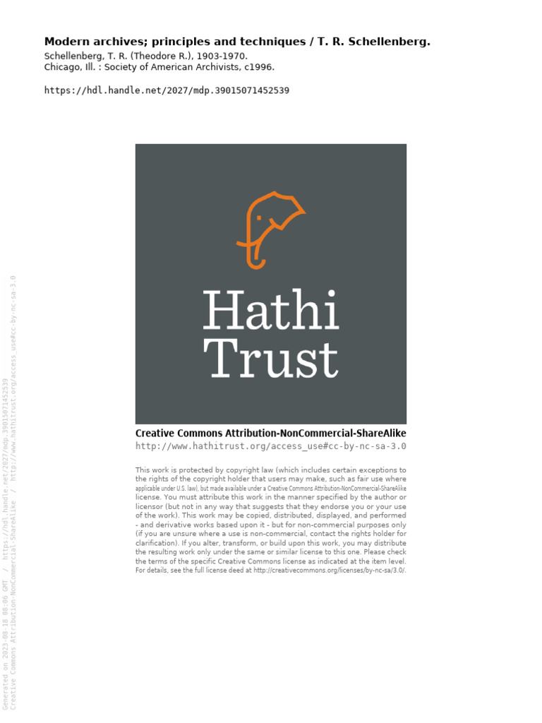 Modern Archive Principles & Techniques | PDF | Archivist