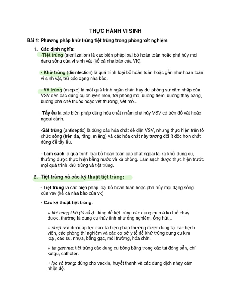 Thực Hành Vi Sinh | PDF