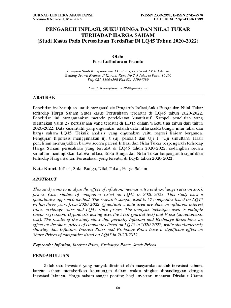 Pengaruh Inflasi Suku Bunga Dan Nilai Tukar Terhad | PDF