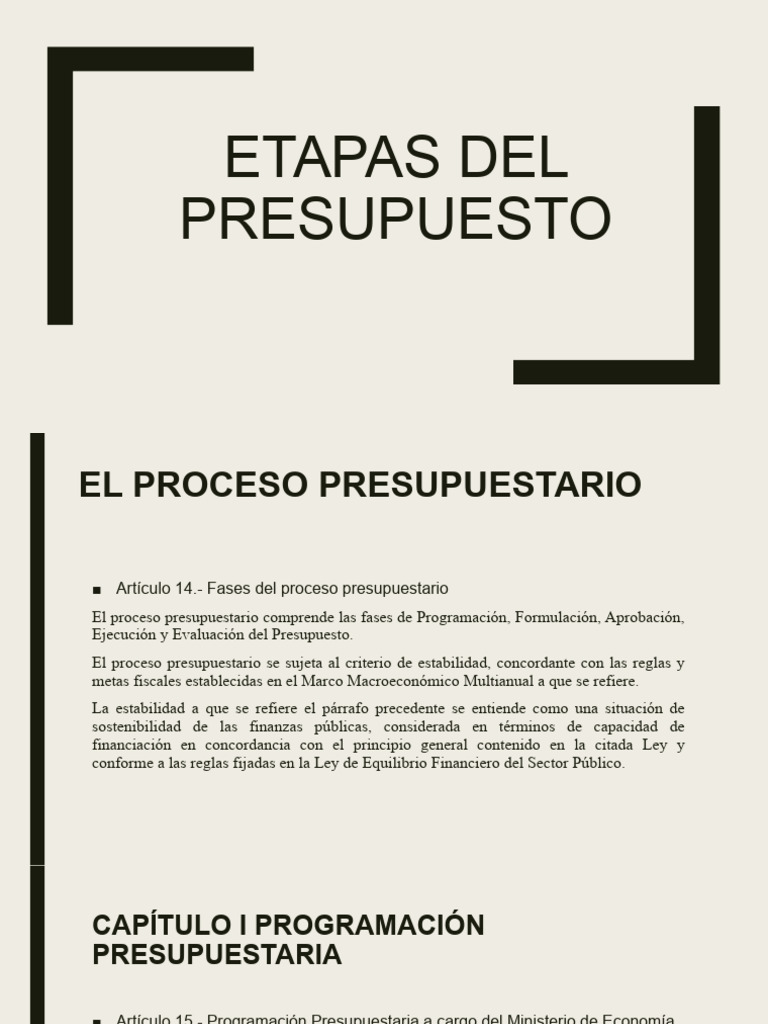 Etapas Del Presupuesto | PDF | Presupuesto | Presupuesto del gobierno