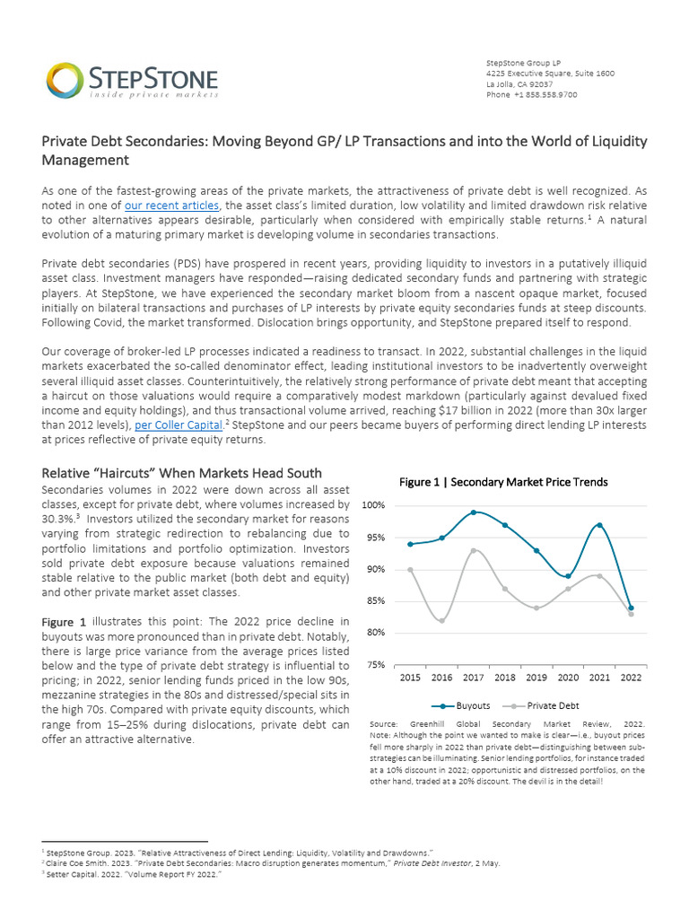 Private Debt Secondaries - Moving Beyond GP LP Transactions and Into ... Private Debt Secondaries - Moving Beyond GP LP Transactions and Into ...