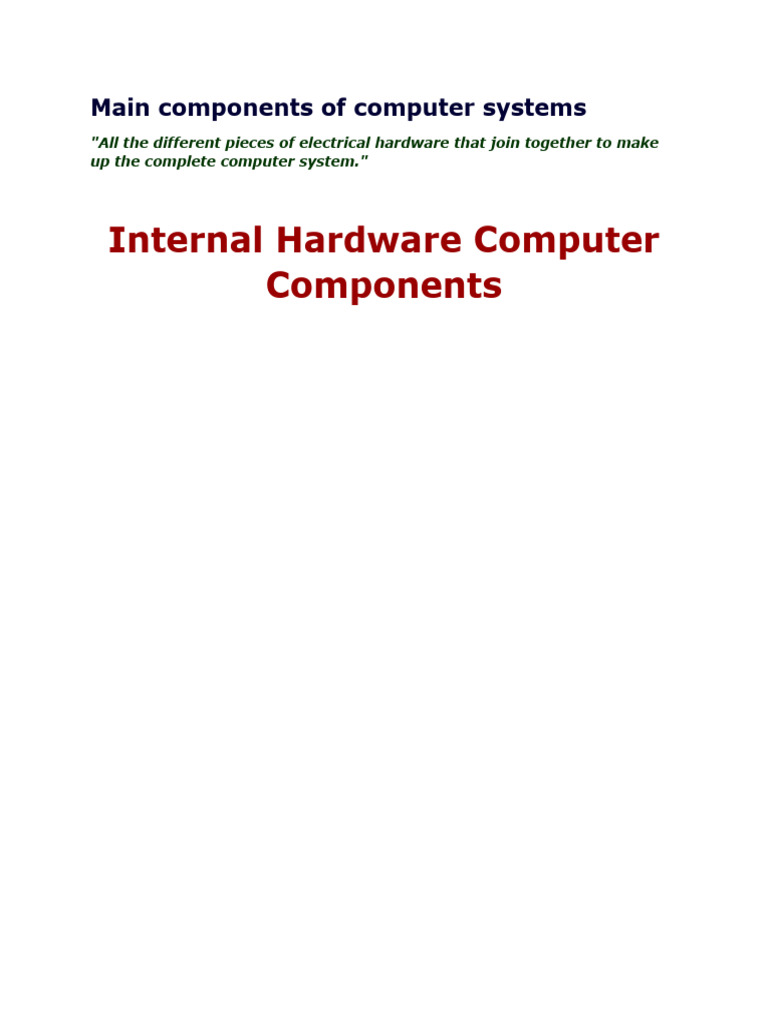 Key Components of Computer Systems | PDF | Random Access Memory | Read ...