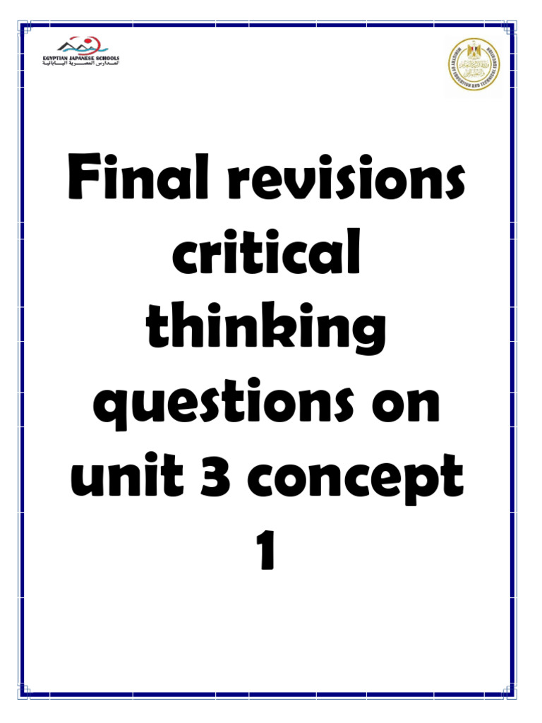 Final Revisions Critical Thinking Questions On Unit 3 Concept 1 | PDF ...