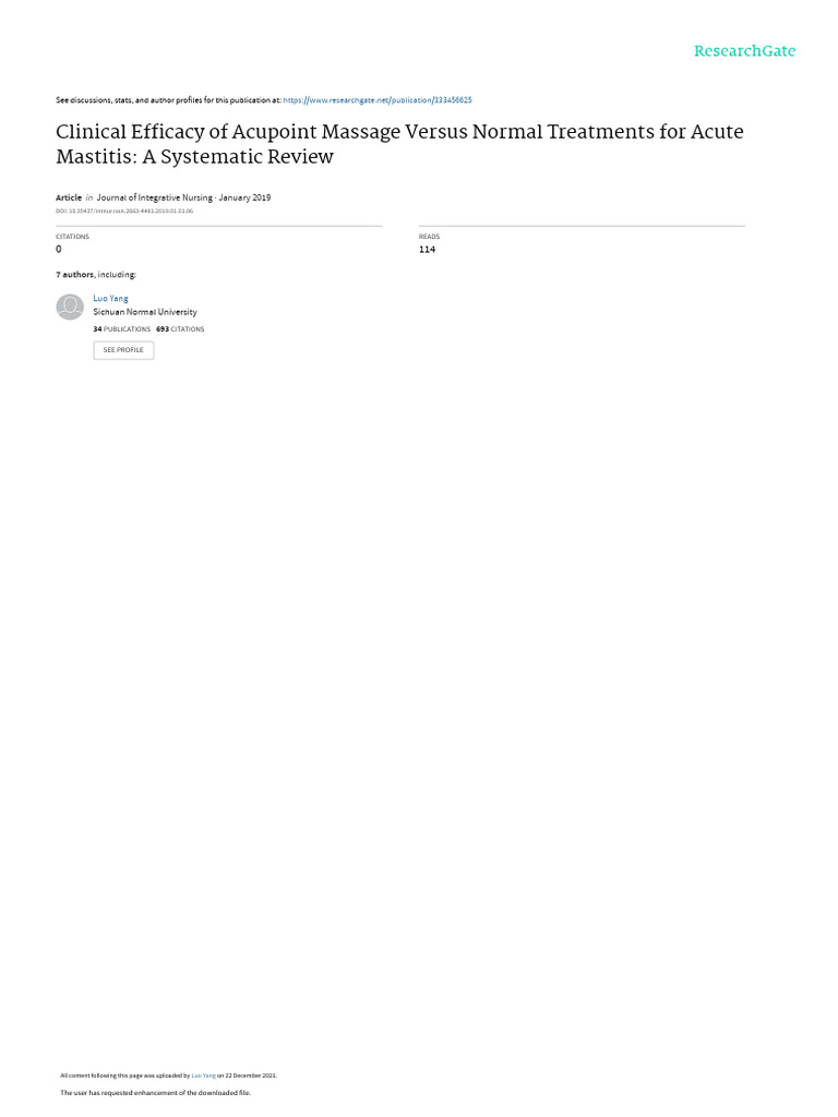 Clinical Efficacy of Acupoint Massage Versus Norma | PDF | Systematic ...