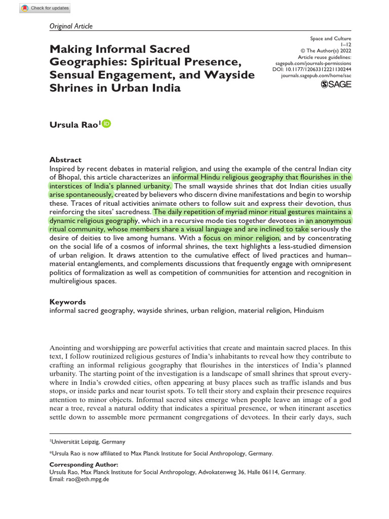 Ursula Rao | Download Free PDF | Shrine | Worship