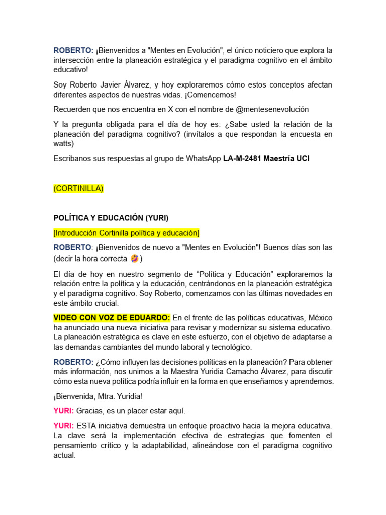 Guión Televisión | Descargar gratis PDF | Planificación | Planificación estratégica