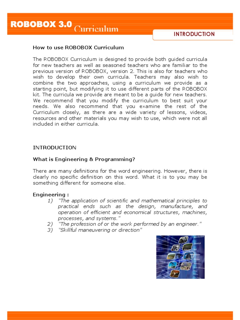 Curriculum: Robobox 3.0 | PDF | Engineering | Curriculum
