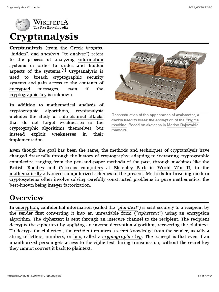 Cryptanalysisgjs Oijr S Pdf Cryptanalysis Cryptography