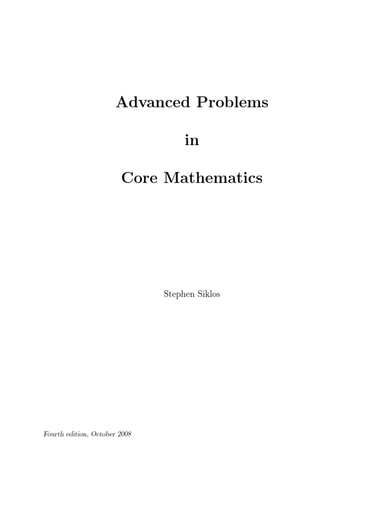 Advanced Problems In Core Mathematics STEP PDF Gce Advanced Level
