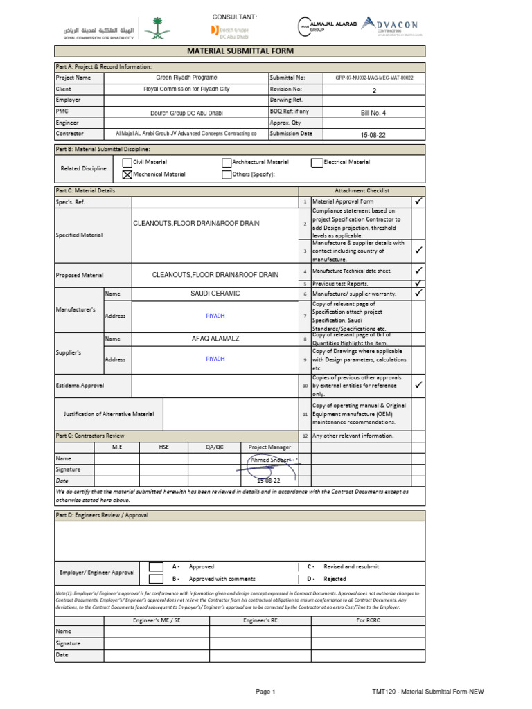 Cleanouts, Floor Drain&roof Drain - Afaq Alamalz - Rev - 02 - Grp-07-Nu002-Mag-Mec-Mat-00022 ...