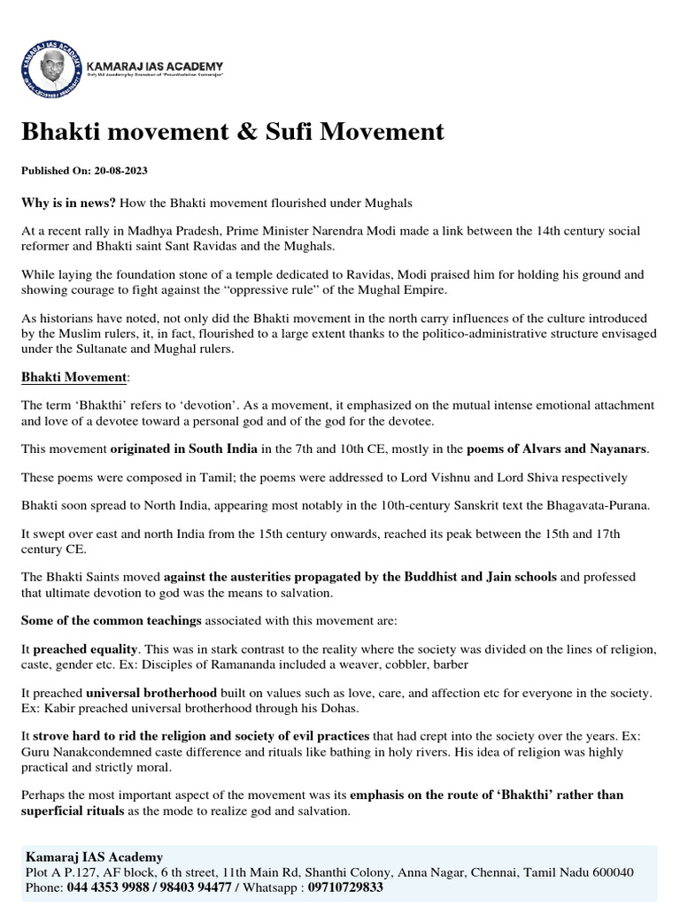 Bhakti Movement & Sufi Movement | PDF | Bhakti | Bhakti Movement