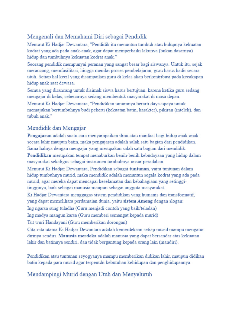 Mengenali Dan Memahami Diri Sebagai Pendidik | PDF | Karier ...