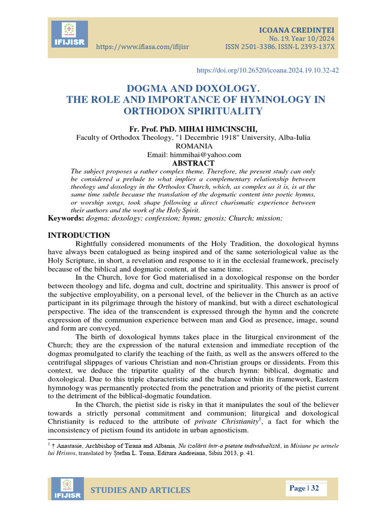 Hymnology's Role in Orthodox Spirituality | PDF | Trinity | Eastern ...