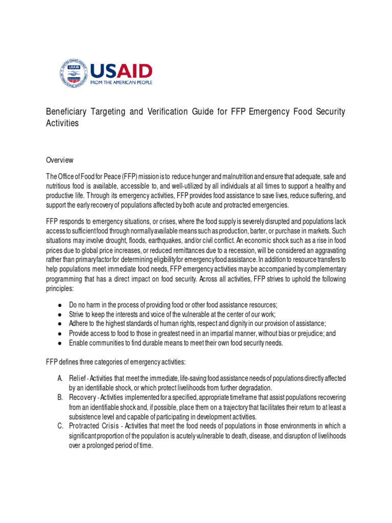 FFP Emergency Food Security Guide | PDF | Food Security | Aids