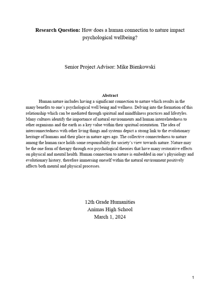 Senior Thesis Final Draft | PDF | Stress (Biology) | Well Being