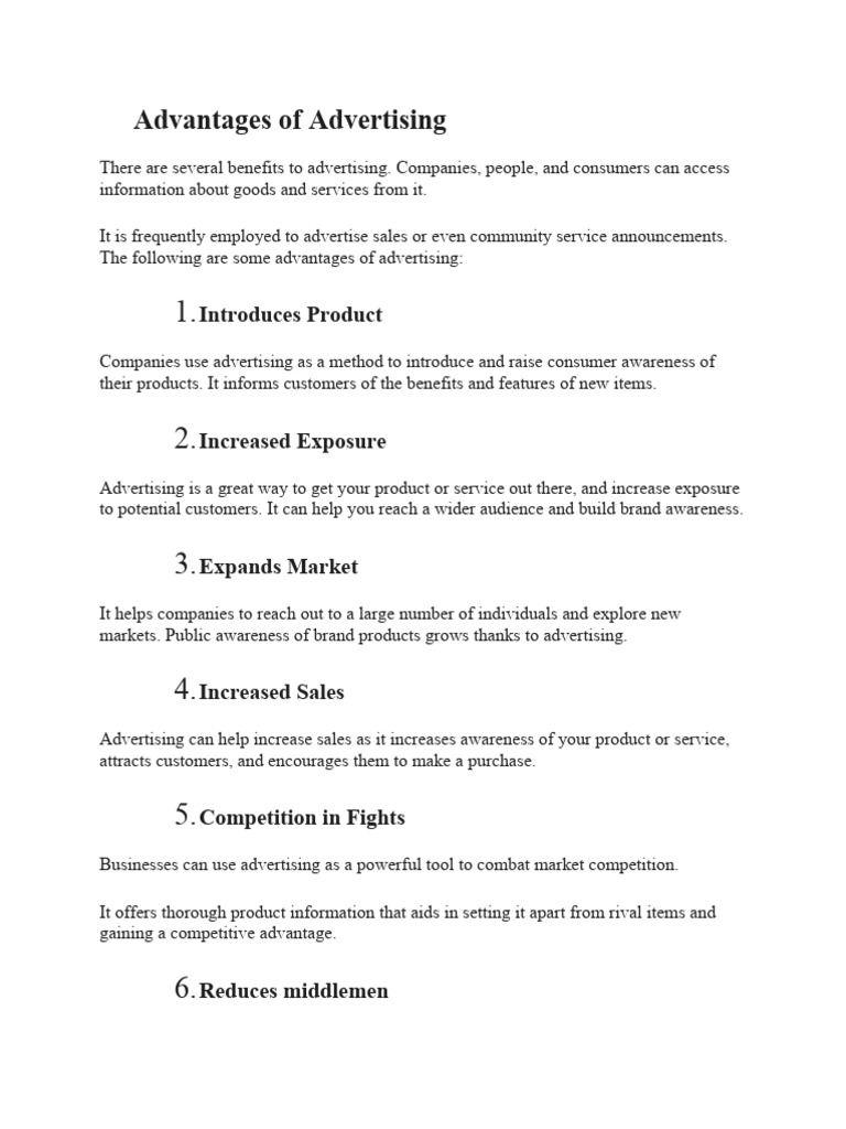 Advantages Disadvantages of Advertising | PDF | Sales | Brand