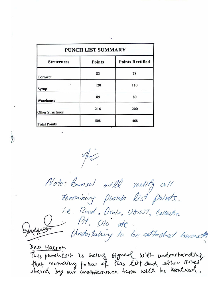 Punch List Summary | PDF