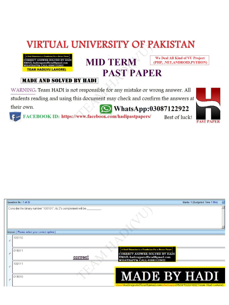 Cs302 Midterm File 3 Solved by Team Hadi | PDF | Central Processing ...