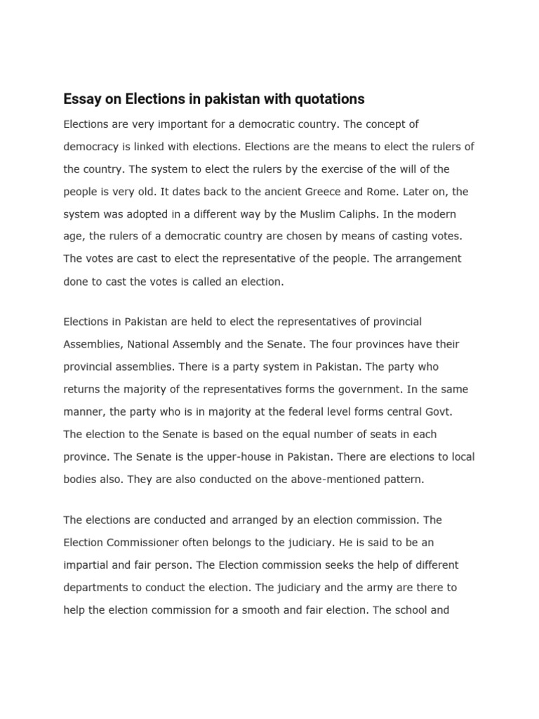 Elections in Pakistan: A Democratic Overview | PDF | Elections ...