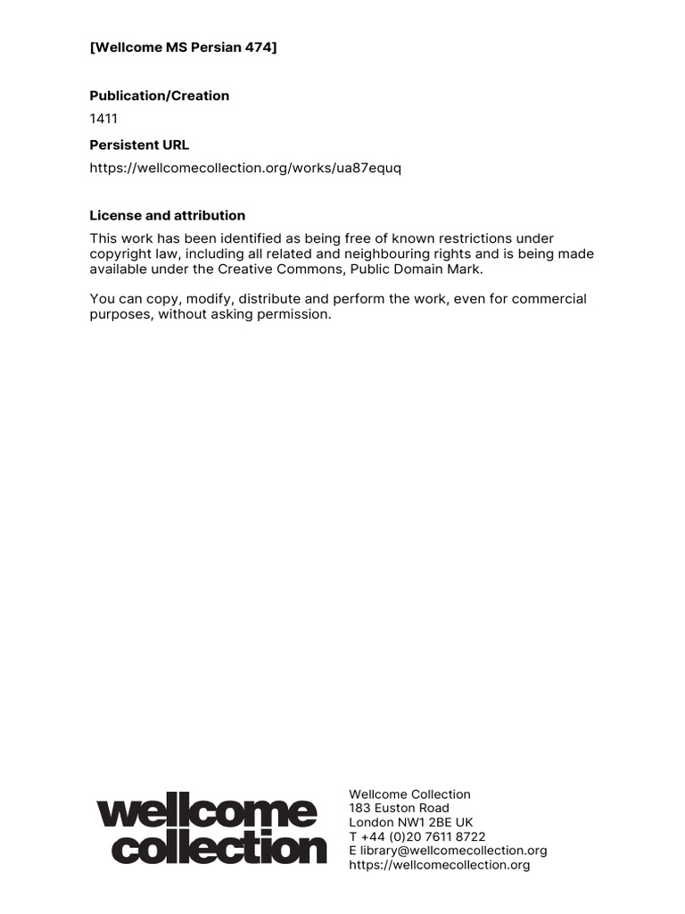 (Wellcome MS Persian 474) : Wellcome Collection 183 Euston Road London ...