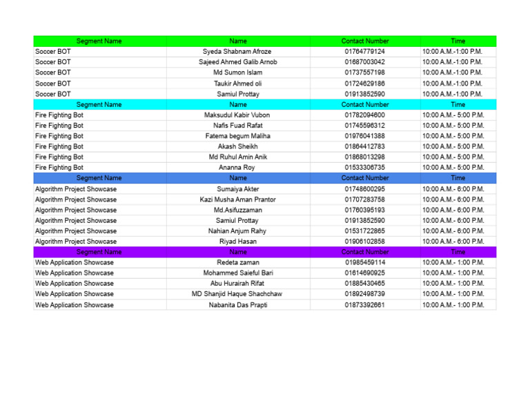 Techfest Spring 2024 - Volunteer (Response) - Day 1 | PDF