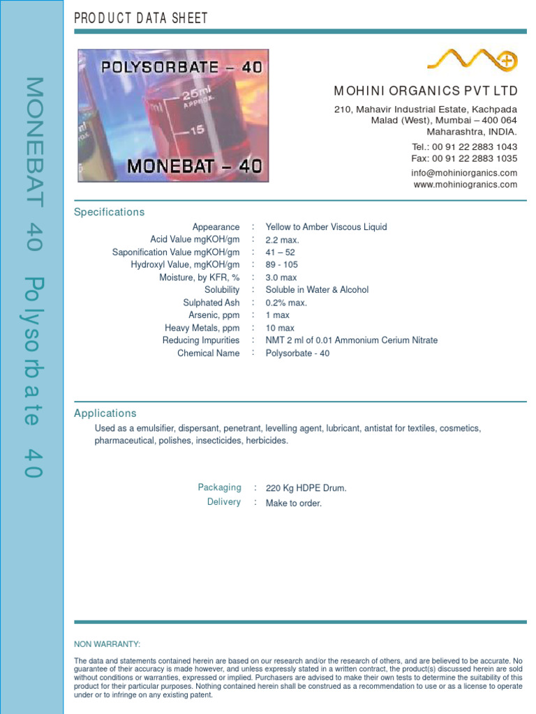 Monebat 40 | PDF | Chemistry | Chemical Substances