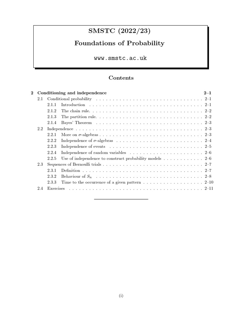 Probability: Conditioning & Independence | PDF | Probability | Random Variable