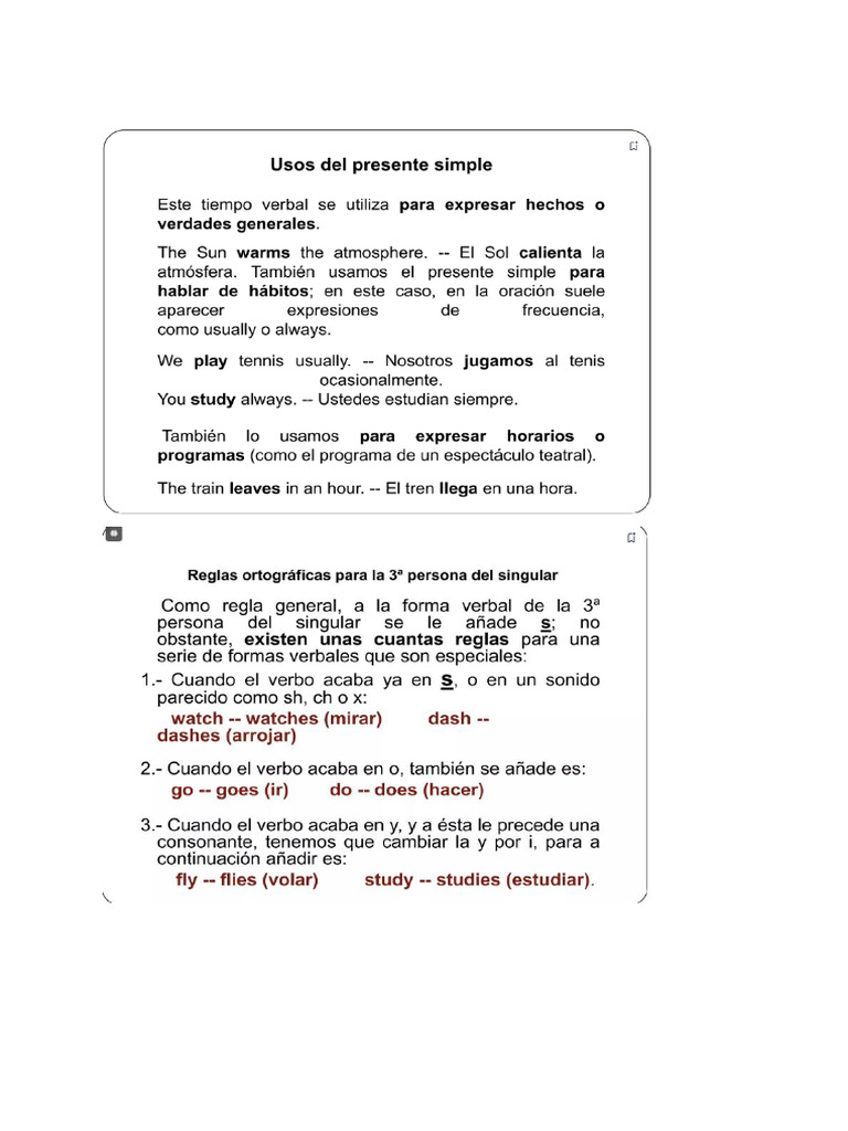 Uso y reglas del presente simple | PDF | Verbo | Morfología Lingüística