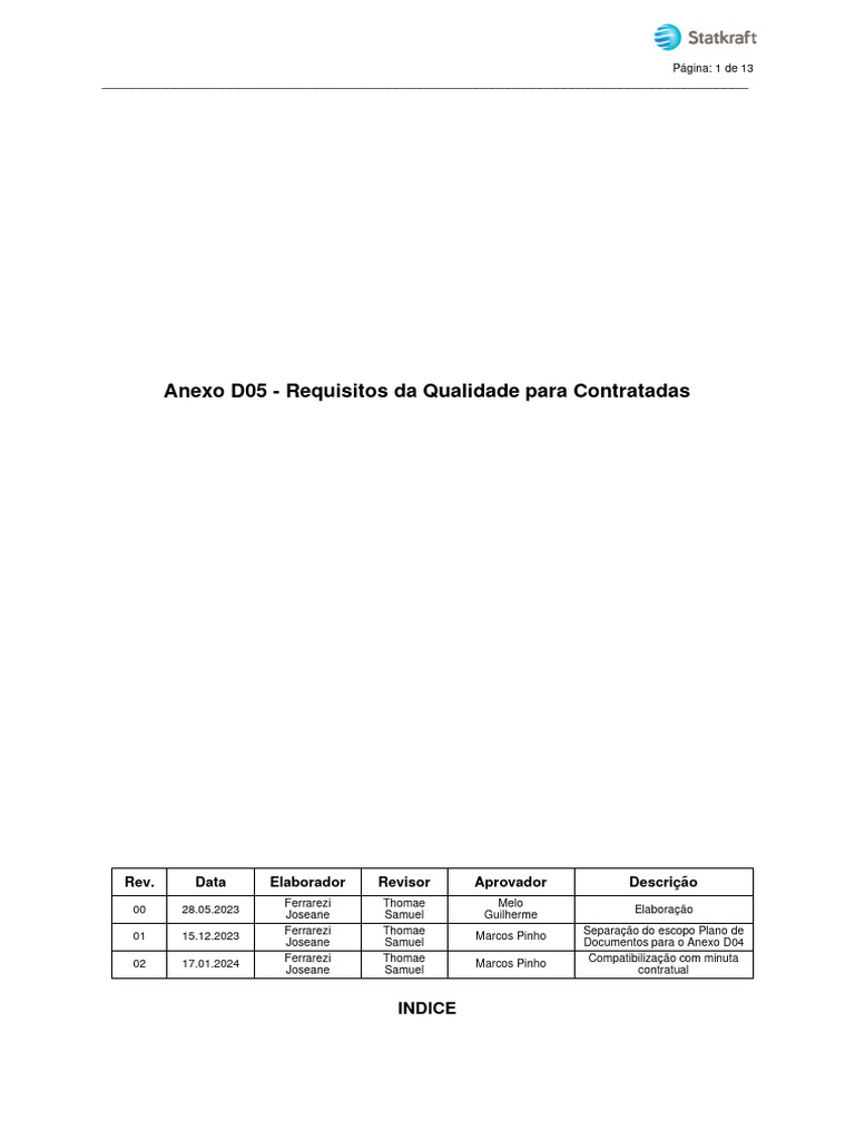 ANEXO D05 - Requisitos Da Qualidade para Contratadas Rev02 | PDF | Qualidade (negócios) | ISO 9000