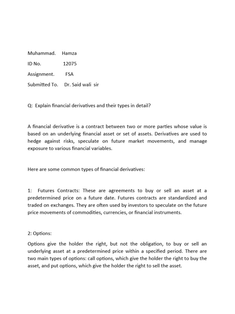 Financial Derivatives Explained | PDF