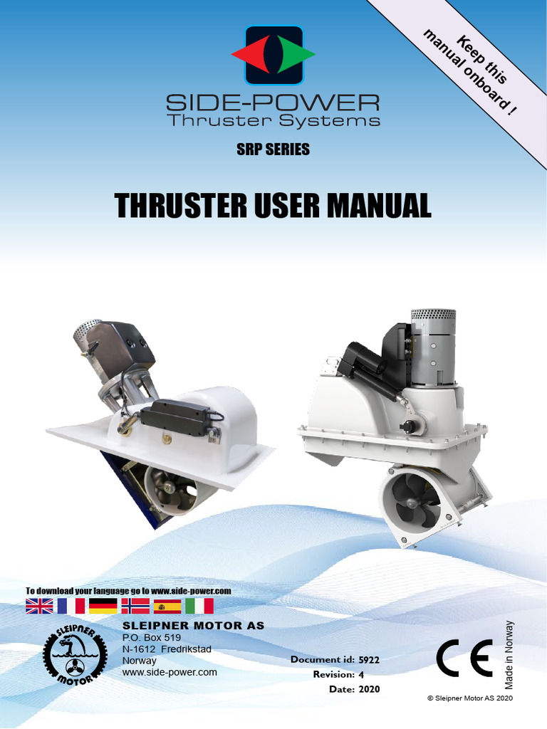 Sailtec Sleipner Side-Power SR-SRL-SRV-PRO User Manual 2021 | PDF | Menu (Computing) | Rocket Engine