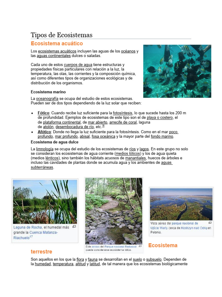 Tipos de Ecosistemas | Descargar gratis PDF | Ecosistema | Biogeografia