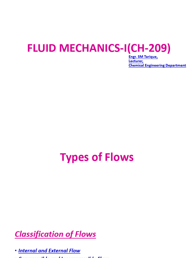 Types of Flows | PDF | Fluid Dynamics | Reynolds Number