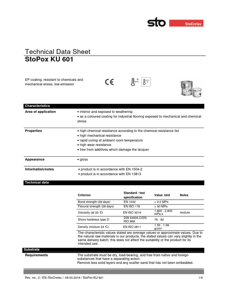 StoPox-KU-601 TDS en | PDF | Concrete | Coating
