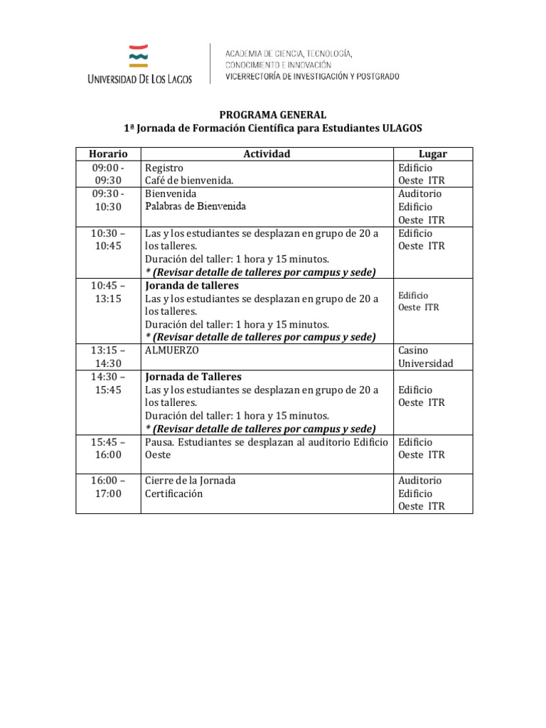 Programa General y Por Campus y Sede. | PDF