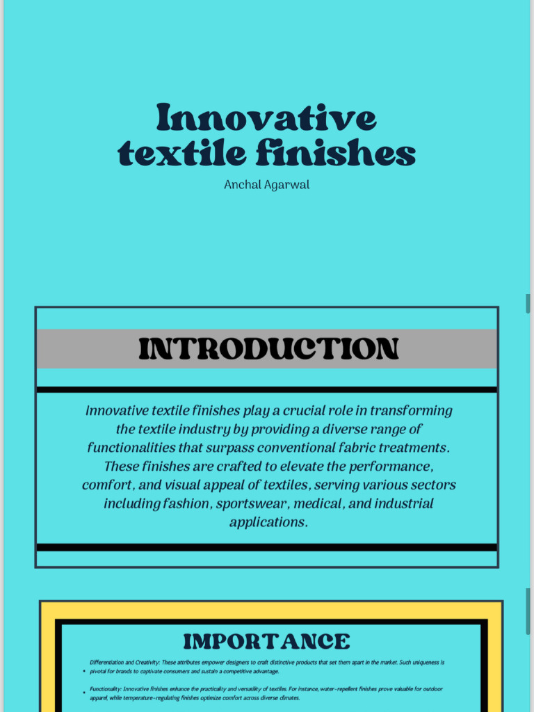 Innovation Textile Finishes | PDF