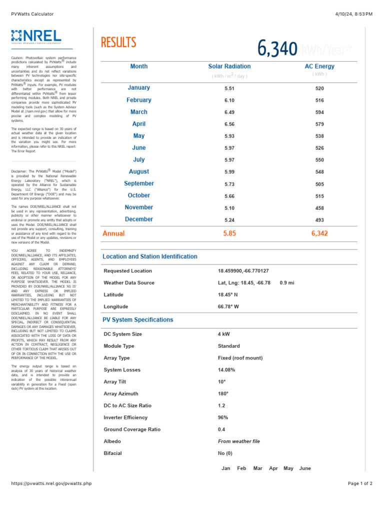 PVWatts Calculator | Download Free PDF | Photovoltaics | Photovoltaic ...