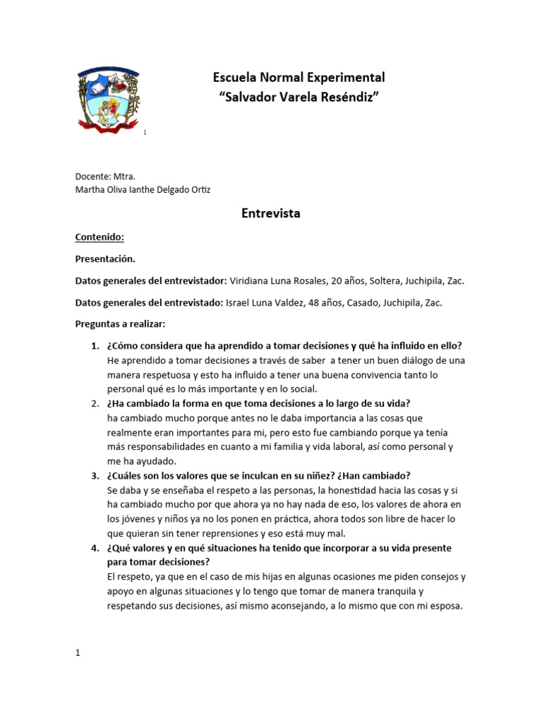 Actividad de Entrevista | PDF