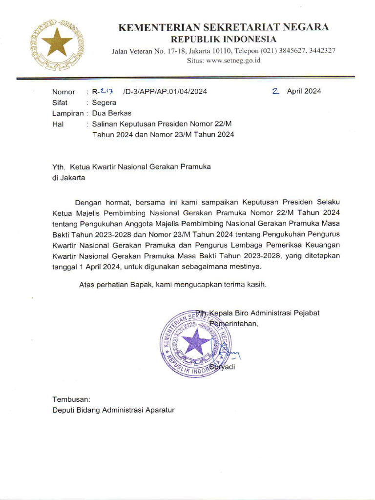 Kepres RI 23 M 2024 Kwarnas | PDF