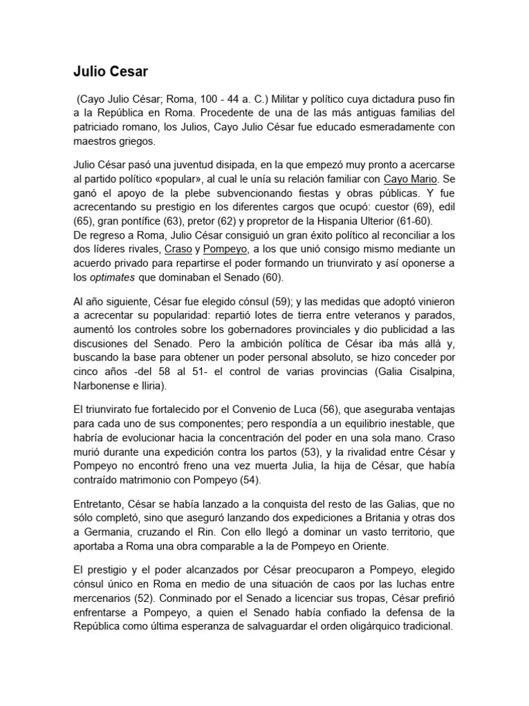 Julio Cesar | PDF | Julio César | Pompeyo